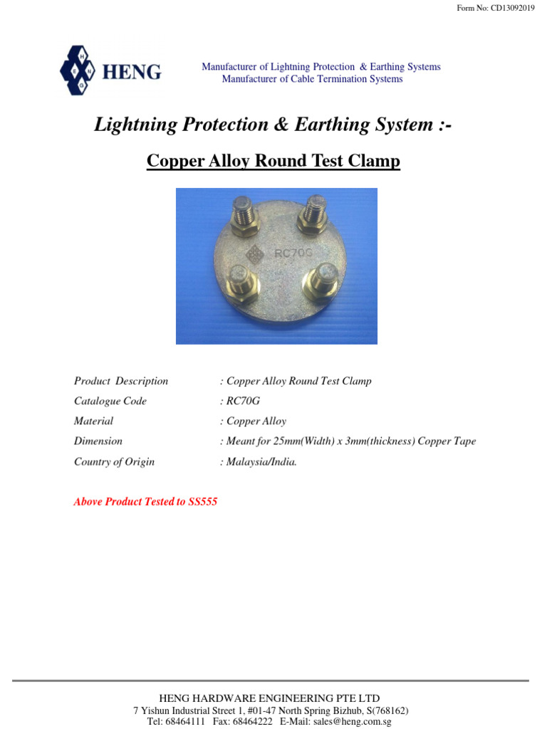 Copper Alloy Test Clamp Specifications | PDF