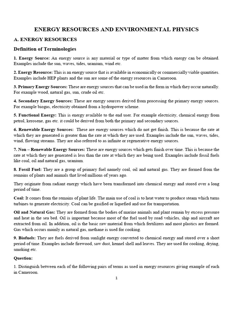 Energy Resources and Environmental Physics | PDF | Climate Change ...