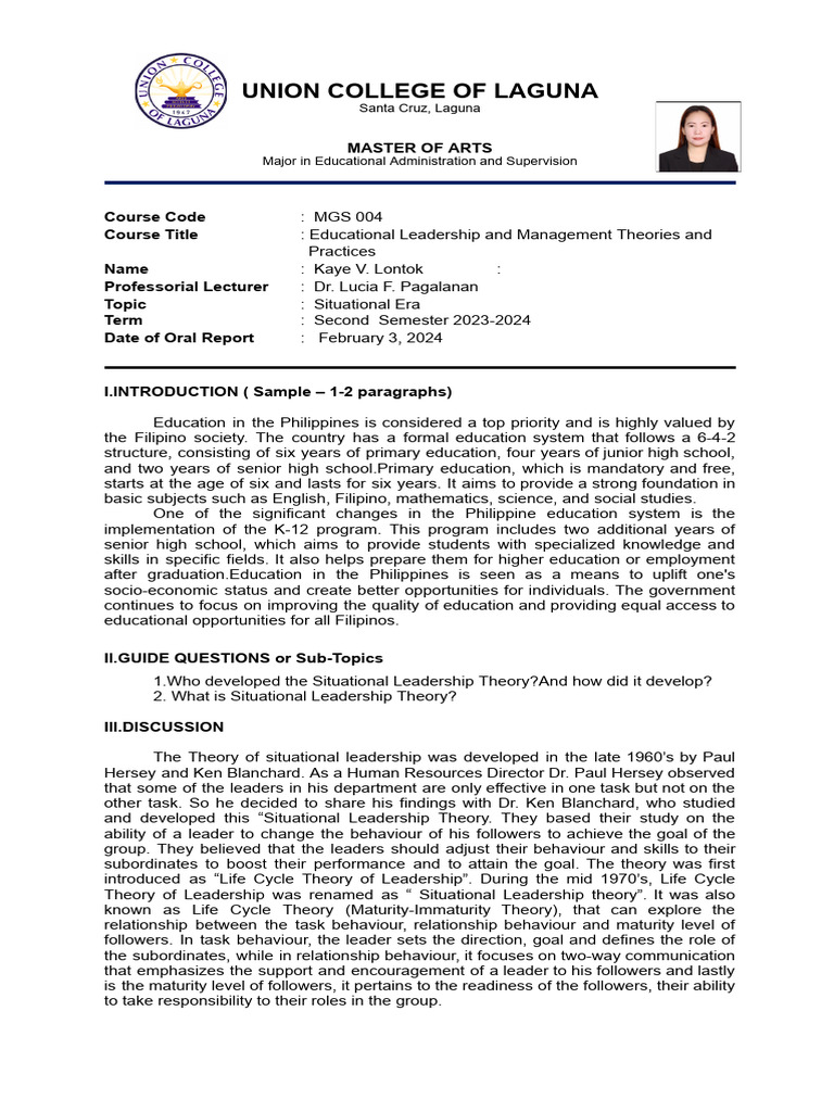 MGS 004 Narrative Report | PDF | Leadership | Cognitive Science