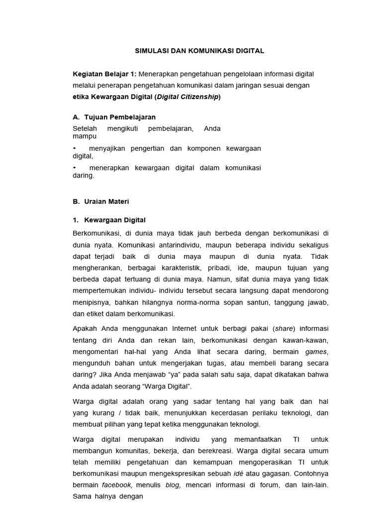 Kegiatan 1 Kewargaan Digital | PDF
