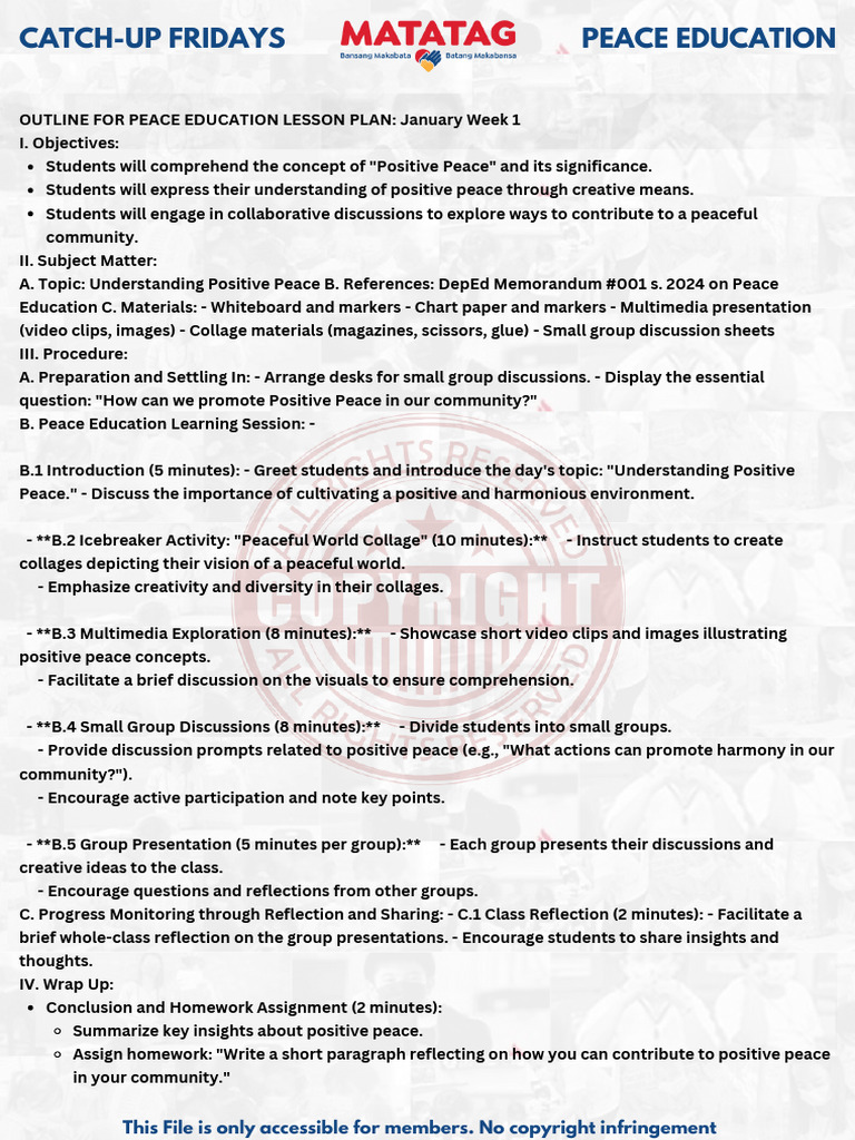 Peace Education Grade 3 | PDF | Lesson Plan | Empathy