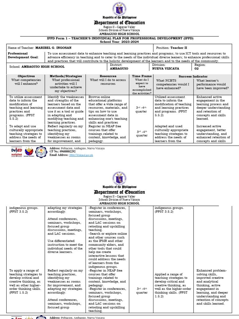 Ippd Sy 2023 24 2 | Download Free PDF | Learning | Pedagogy