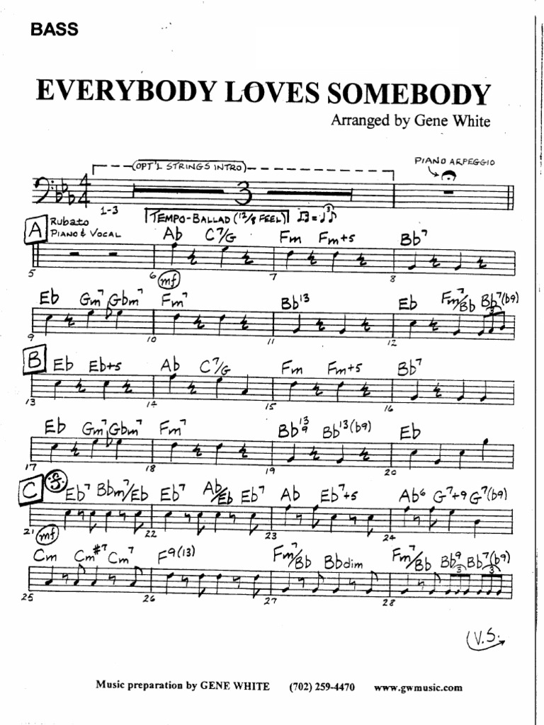 6 - Everybody Loves Somebody Sometime (Orig. Ver.) - Bass | PDF