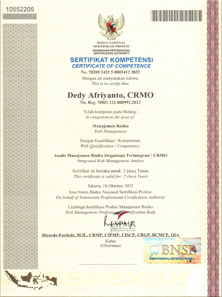 Sertifikat CRMO Dedy Afriyanto | PDF