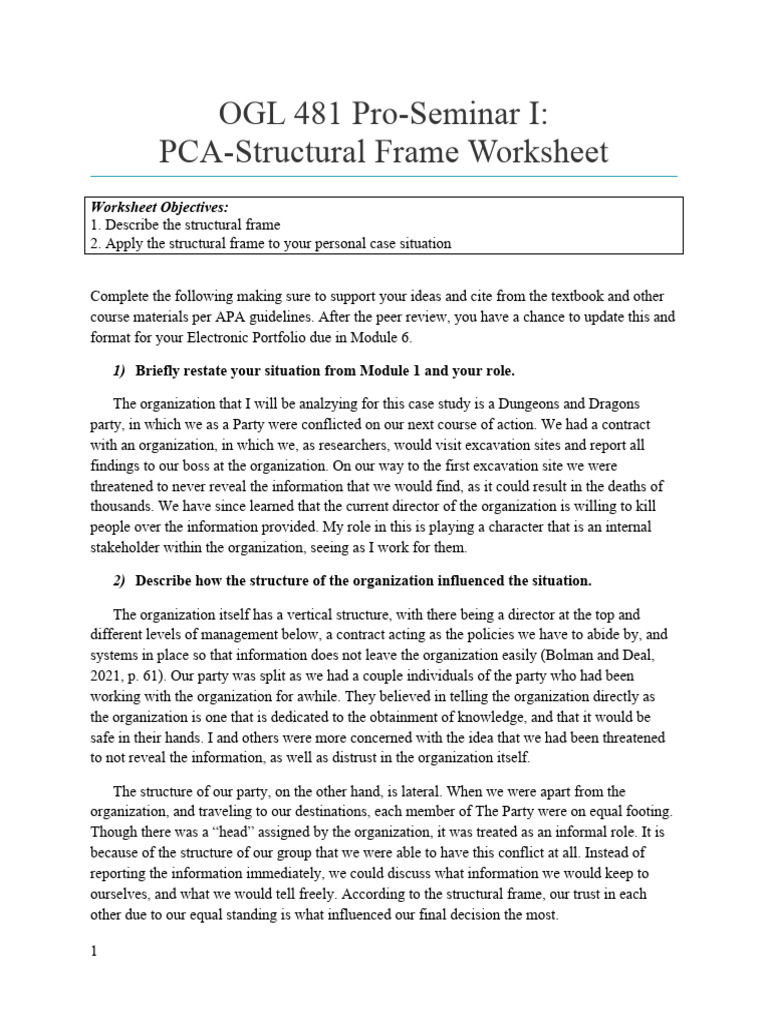 D&D Structural Frame Analysis Worksheet | PDF