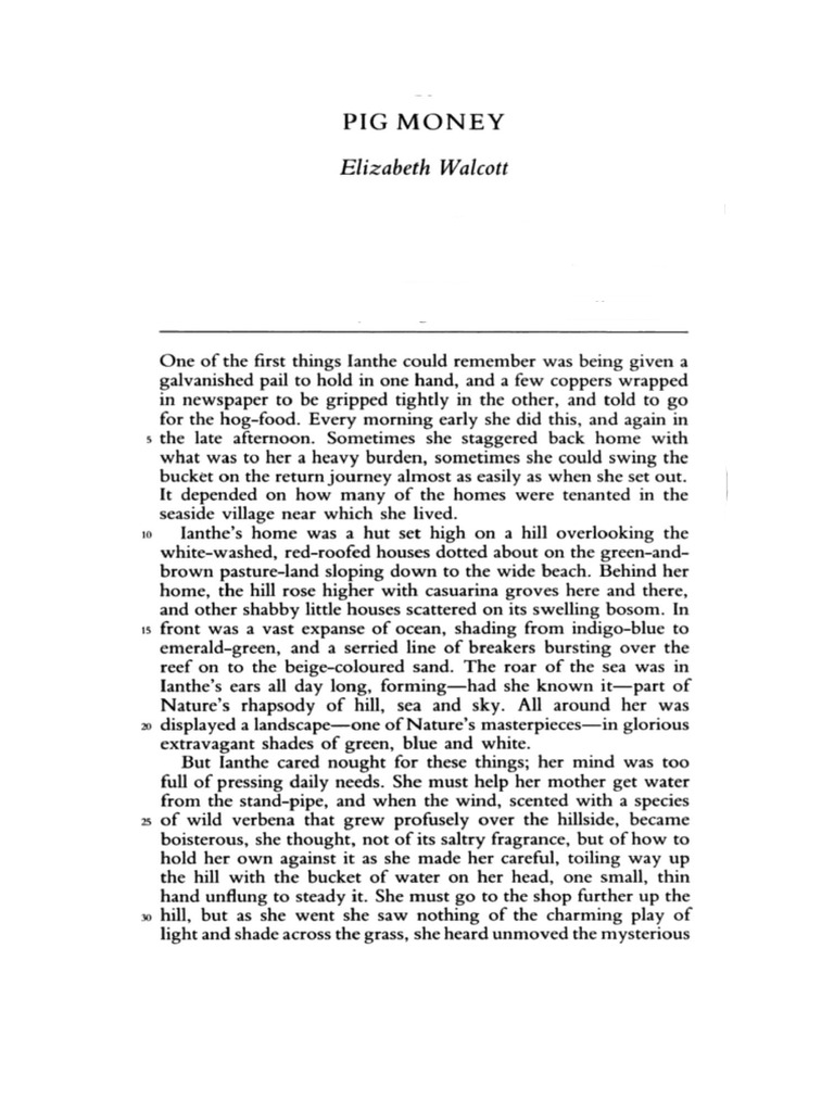 Pig Money - Elizabeth Walcott | PDF