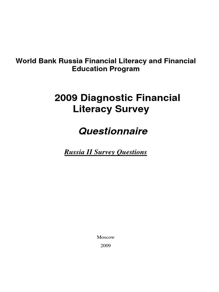 World Bank Russia 09 FinLit Questionnaire | PDF | Interest | Finance ...