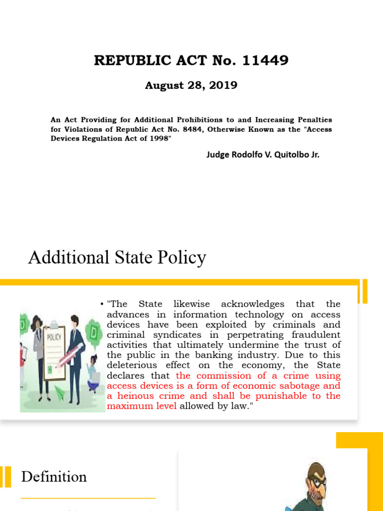 Power Point Republic Act No 11449 | PDF | Credit Card | Crimes