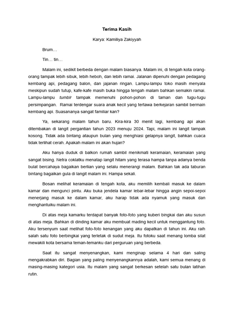 Kamiliya Zakiyyah - Terima Kasih | PDF | Puisi