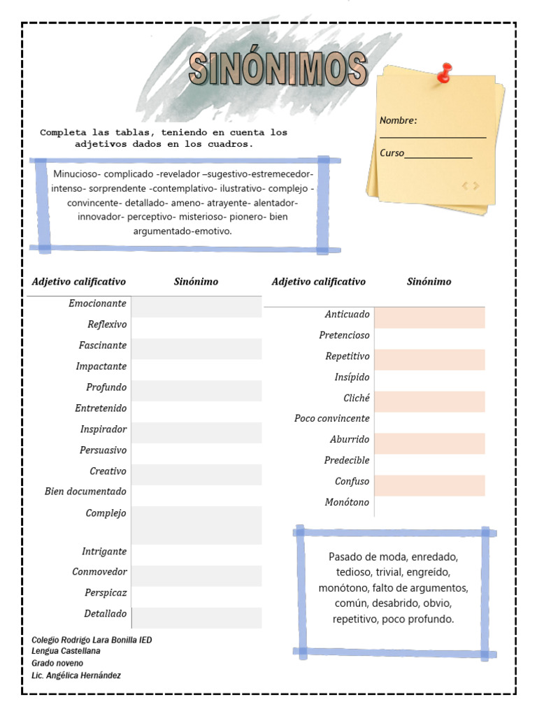 Taller 2 Sinónimos | PDF