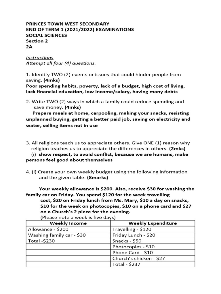 Form 2 End of Term 1 Examination | PDF