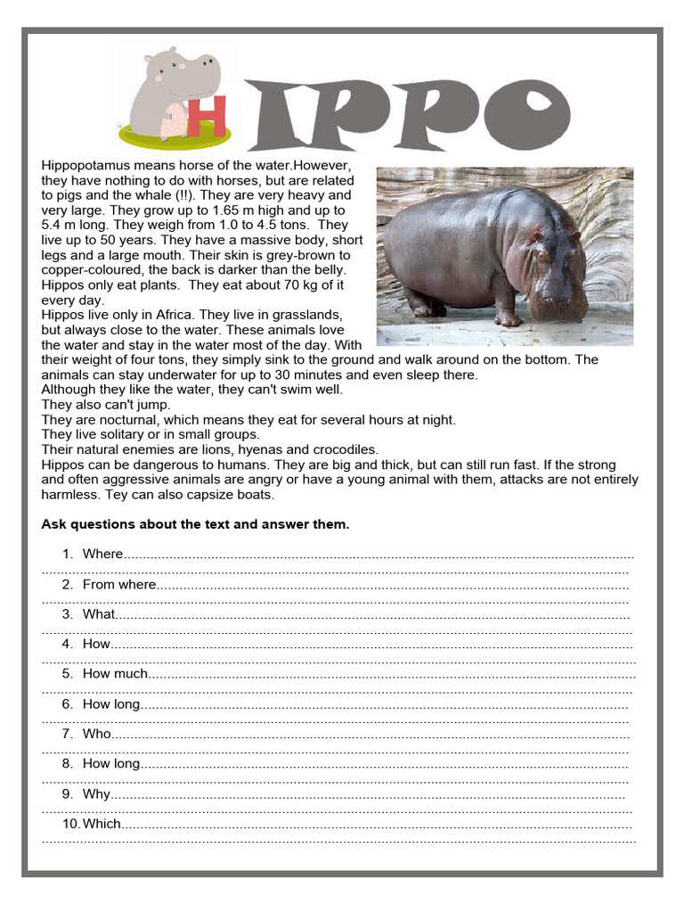 Facts About Hippopotamuses in Africa | PDF | Hippopotamus | Mammals