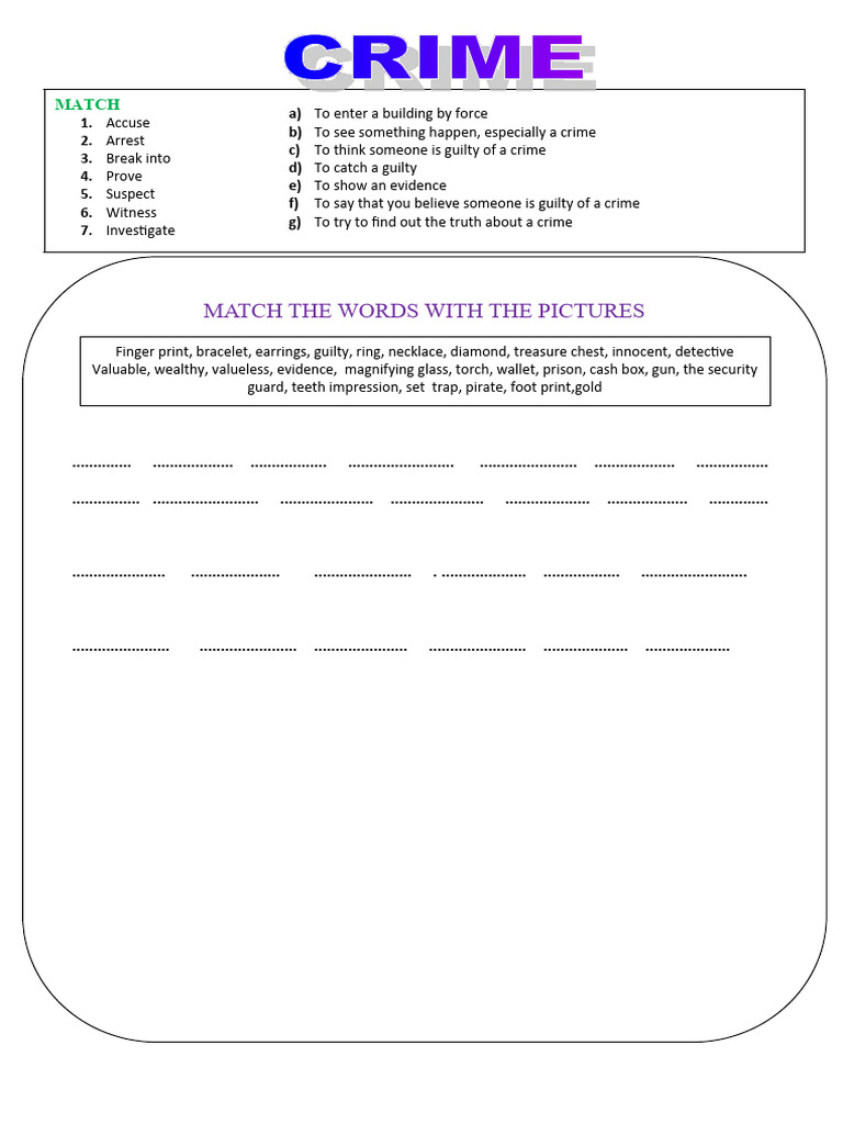 Crime Vocabulary Fun Activities Games 827 | Download Free PDF ...