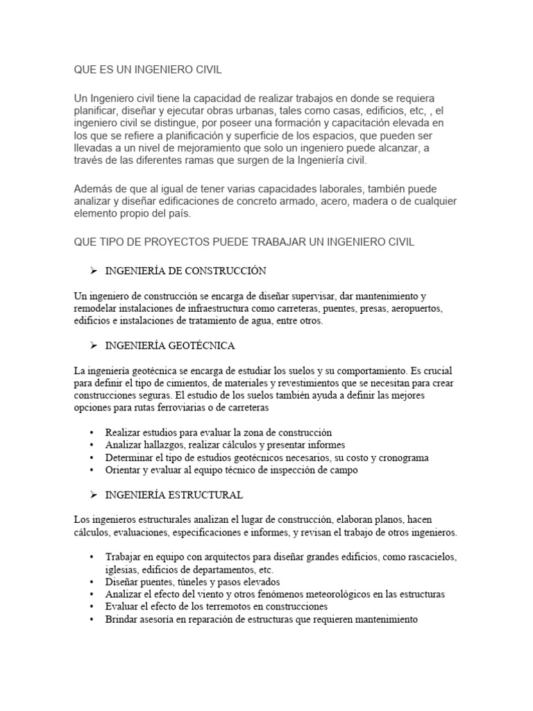 Que Es Un Ingeniero Civil | PDF | Ingeniería | Ingeniero civil