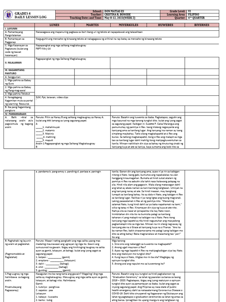 Filipino DLL w2 | PDF