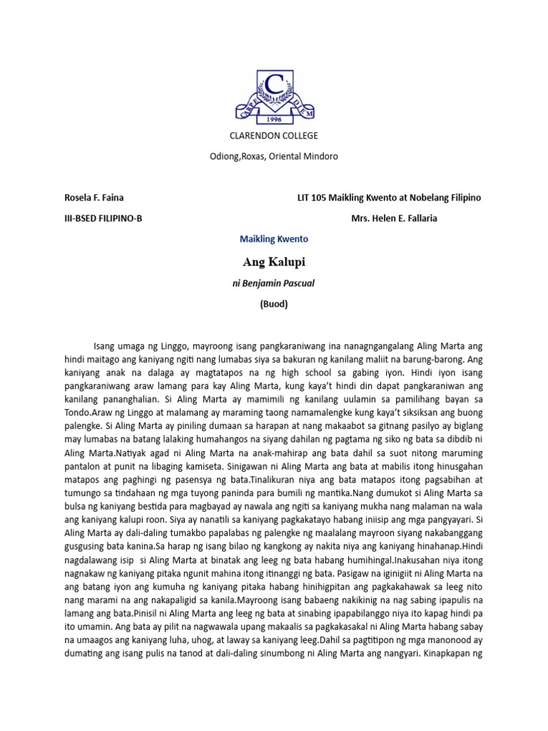 Ang Kalupi Ni Benjamin Pascual | PDF