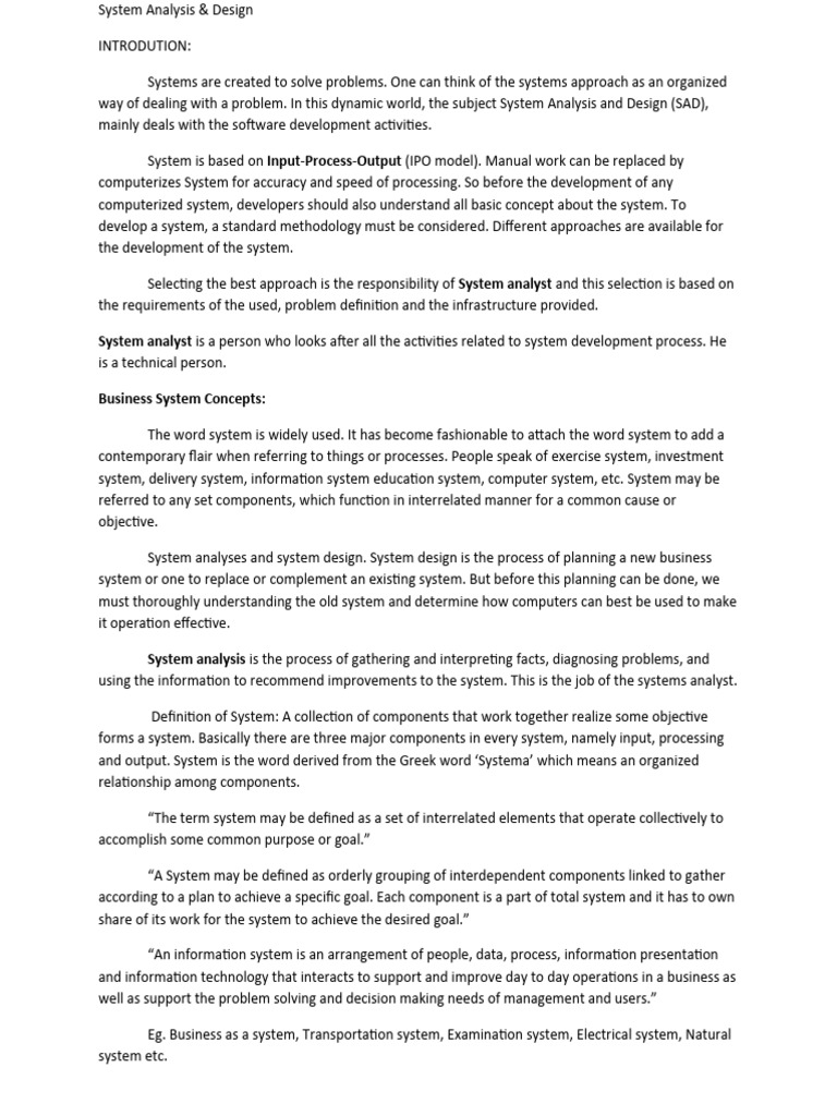 System Analysis Pdf System Information