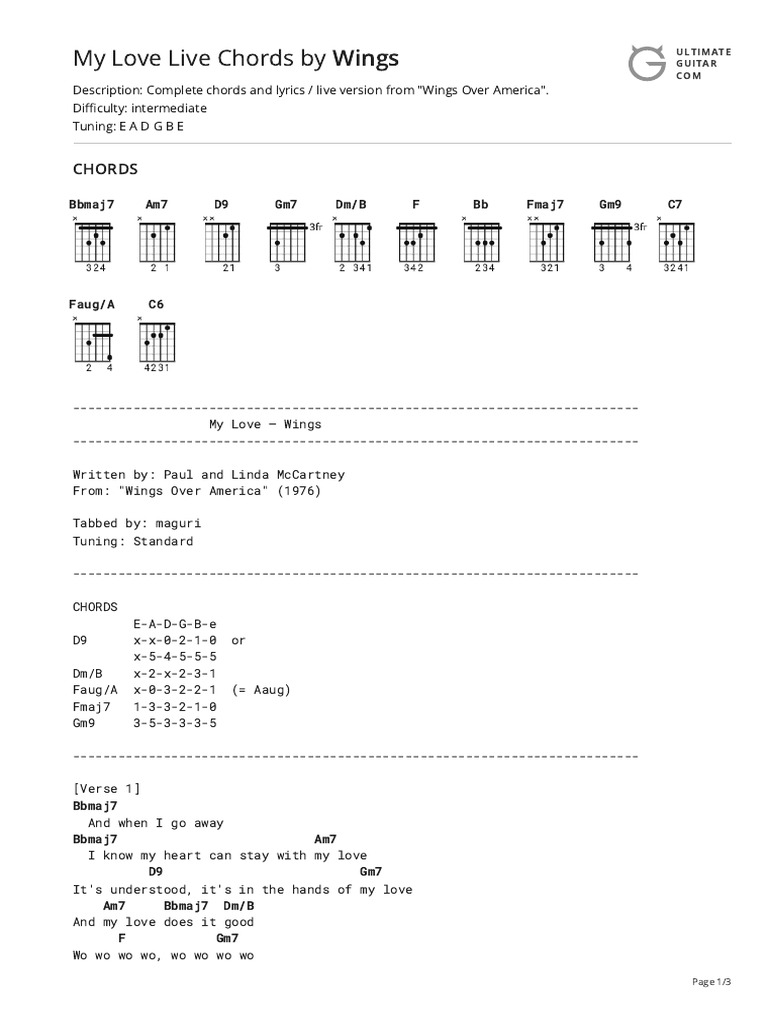 My Love Chords by Wingstabs at Ultimate Guitar Archive | PDF | Paul Mc ...