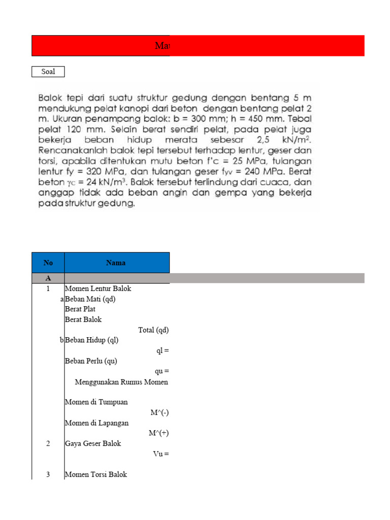 Perhitungan Tulangan Torsi (Prototype) | PDF