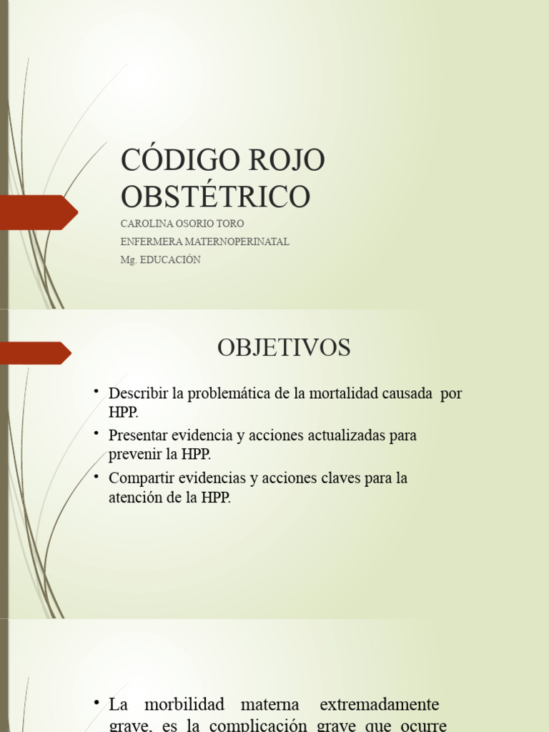 Código Rojo Obstétrico | PDF | Parto | Periodo posparto