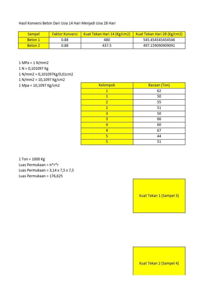 Konversi Umur, Grafik Beton 28 Hari | PDF