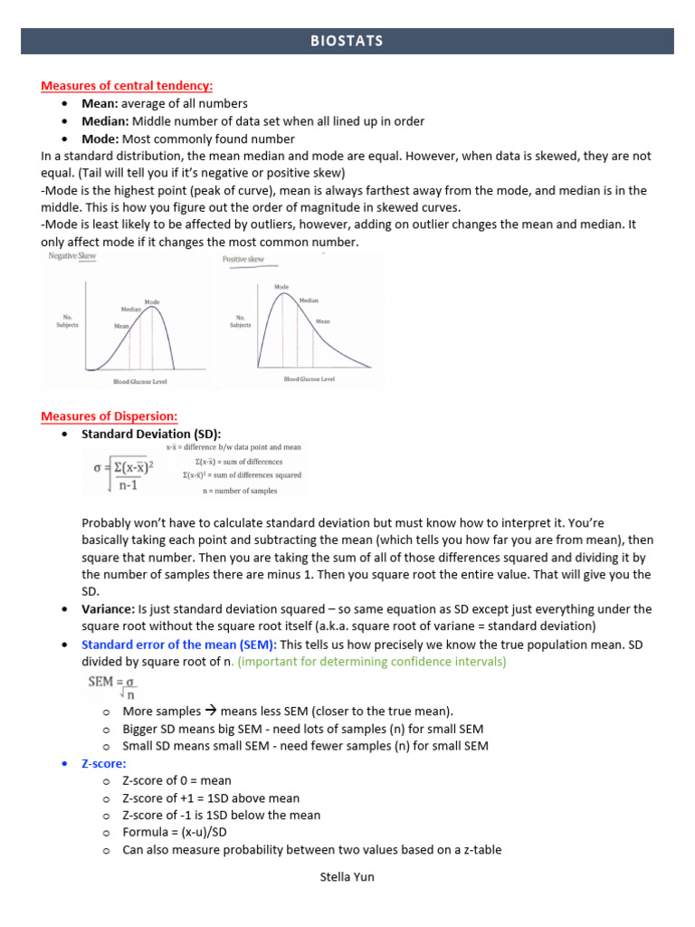 Biostats 2 | PDF | Standard Deviation | Type I And Type Ii Errors