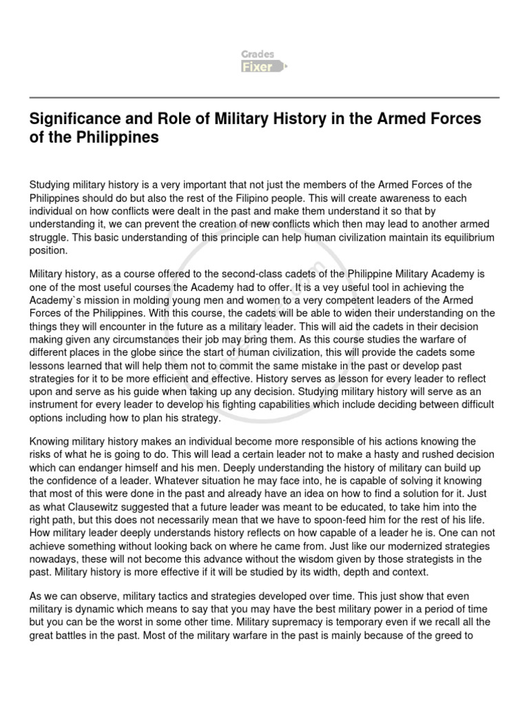 Significance and Role of Military History in The Armed Forces of The Philippines | PDF | Battles ...