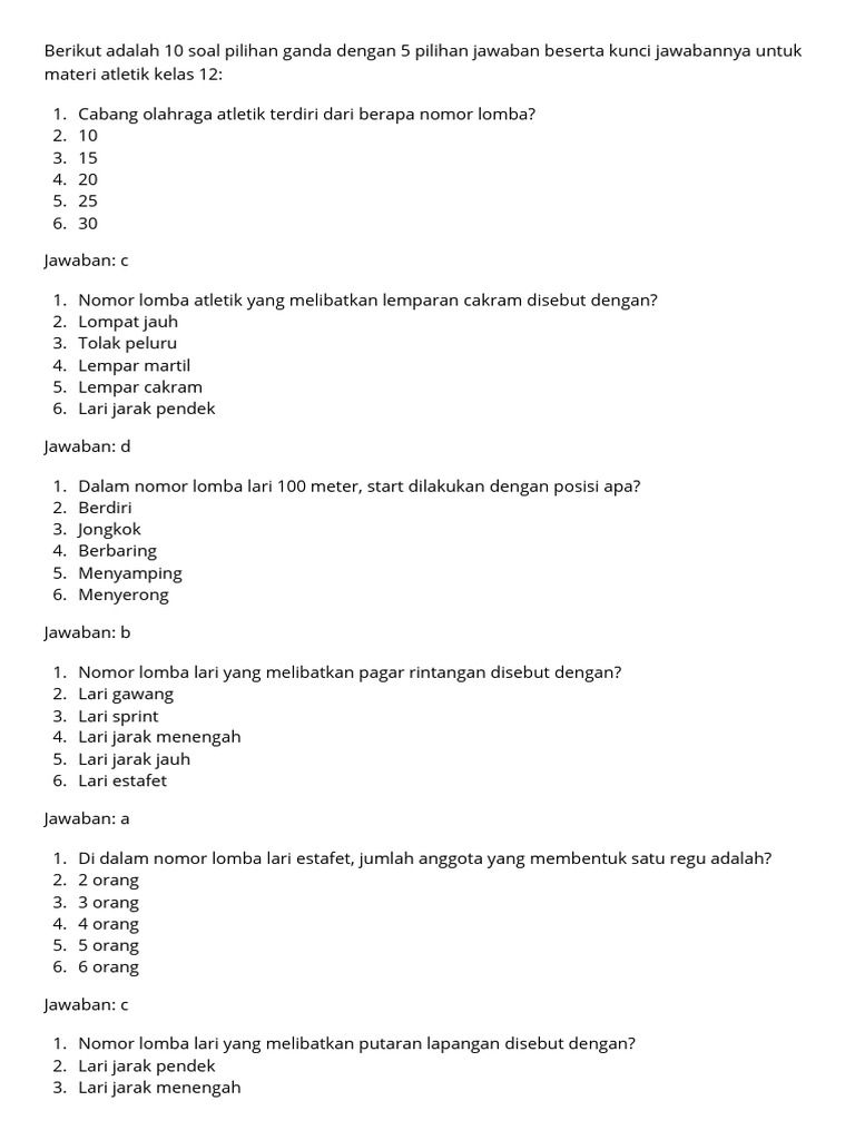 Berikut Adalah 10 Soal Pilihan Ganda Dengan 5 Pilihan Jawaban Beserta Kunci - 20231128 - 093323 ...