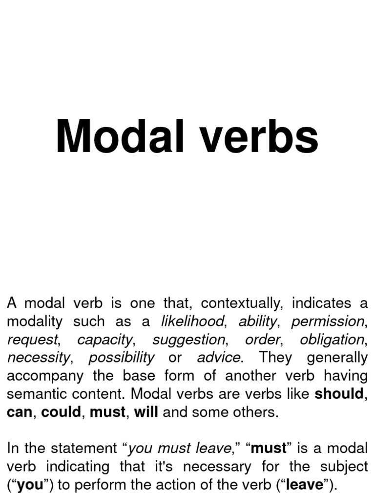 14 Modal Verbs | PDF | Verb | Syntax