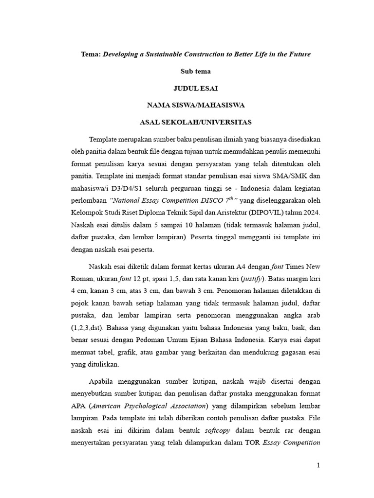 Kompetisi Esai DISCO 7th | PDF