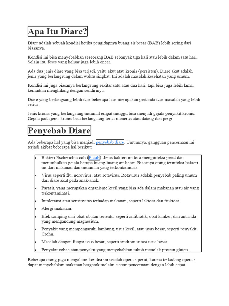 Apa Itu Diare | PDF | Kesehatan Holistik