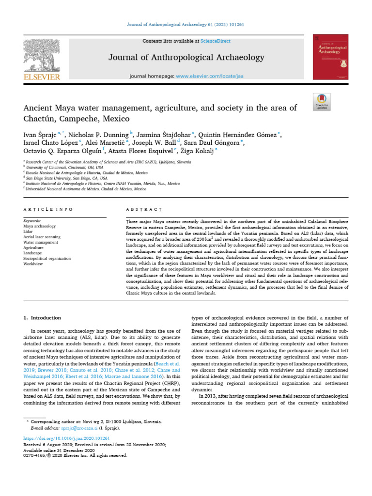 Maya Water Management in Chactún | PDF | Lidar | Maya Civilization