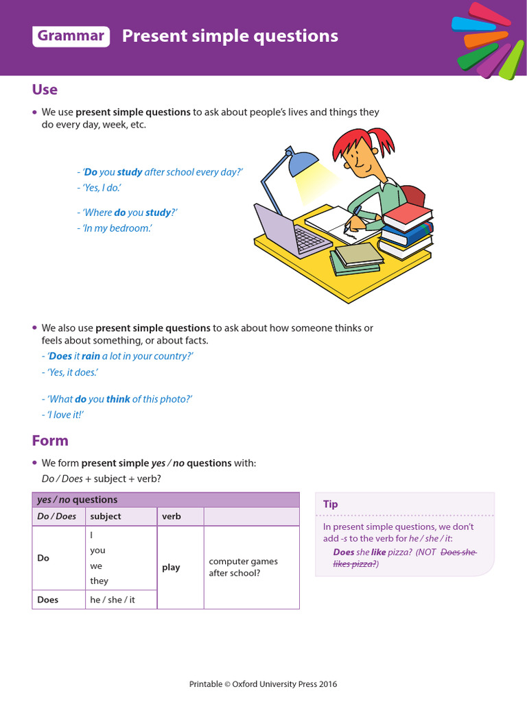 English Plus 1 Practice Kit Grammar Present Simple Questions | PDF | Linguistics | Human ...
