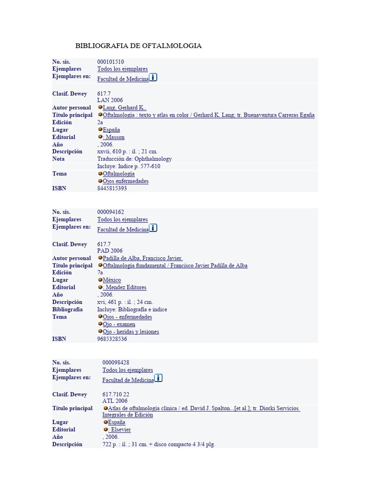 Bibliografia de Oftalmologia | PDF | Especialidades Medicas | Sistema visual