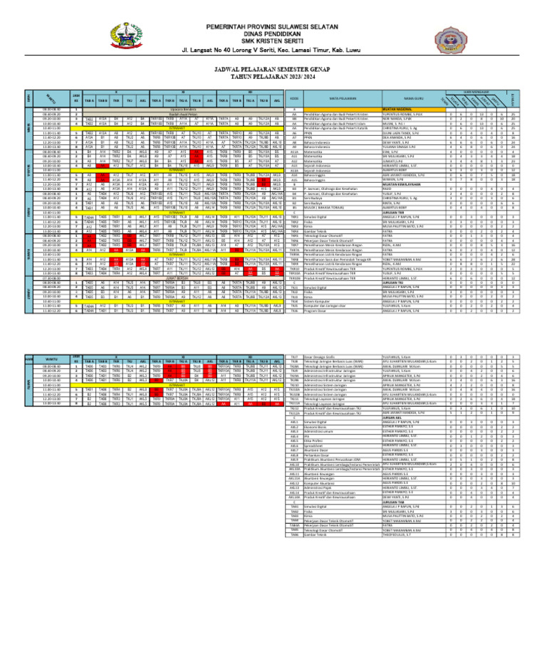 Jadwal Semester Genap 2023-2024 Fix | PDF