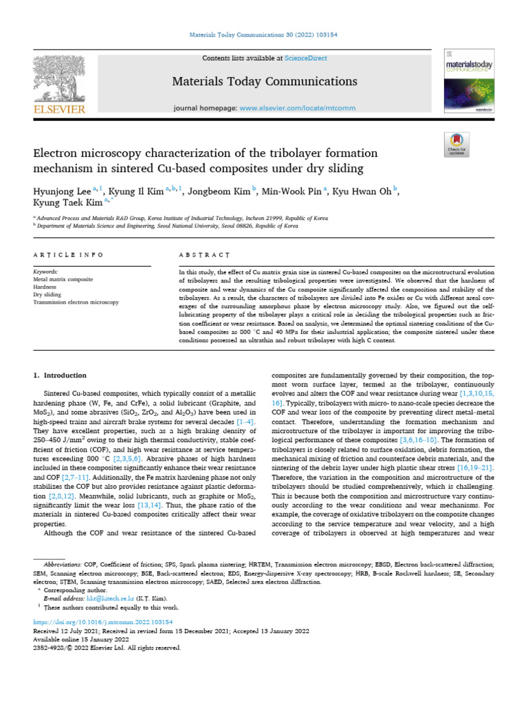 1 s2.0 S2352492822000320 Main | PDF | Sintering | Wear