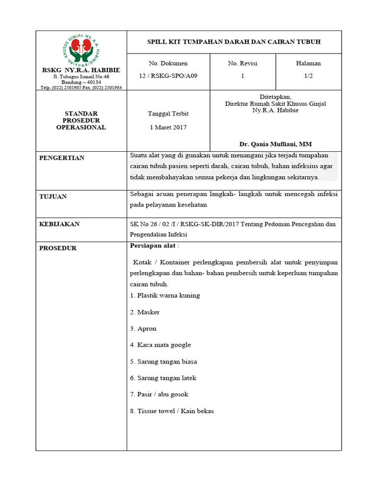 Prosedur Spill Kit Tumpahan Cairan | PDF