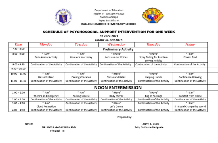 PSS Schedule AILYN | PDF