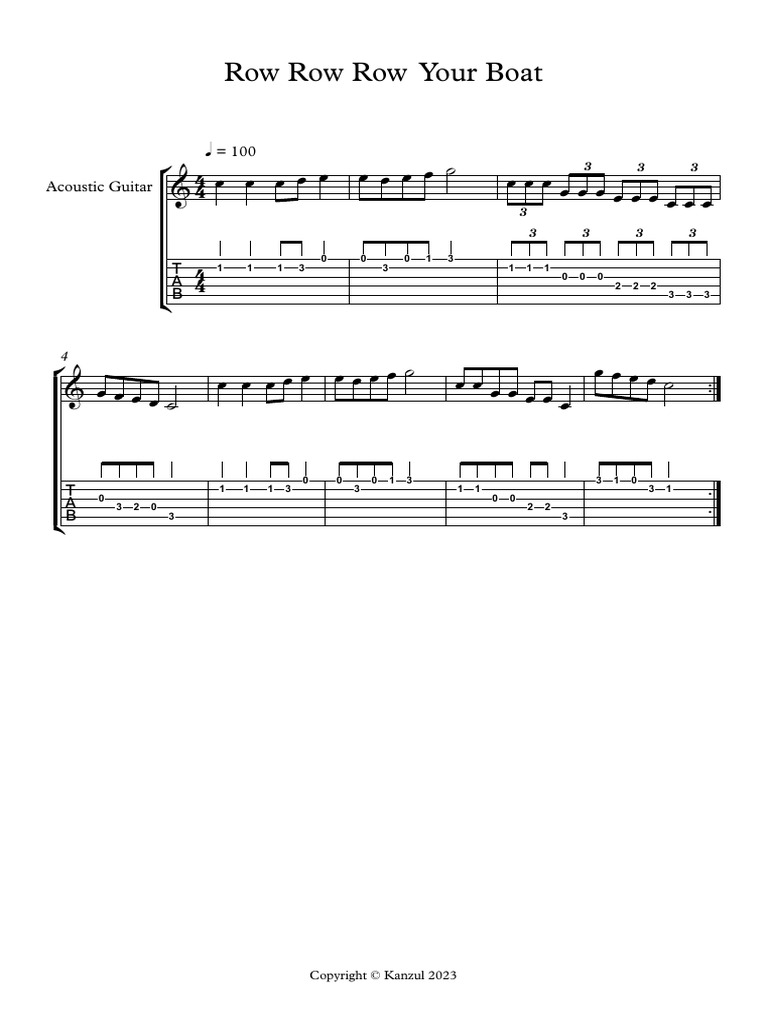Row Row Row Your Boat (Guitar TAB) | PDF