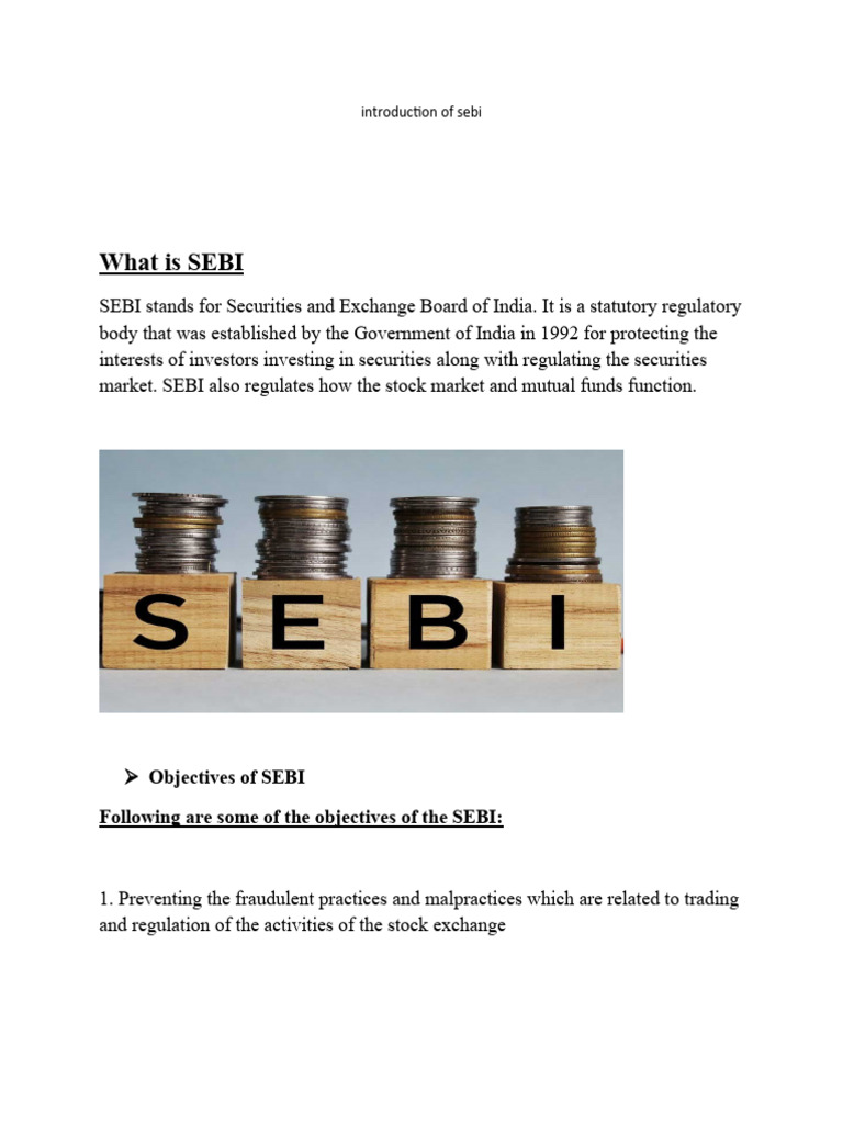 Introduction to SEBI Functions | PDF | Business | Law