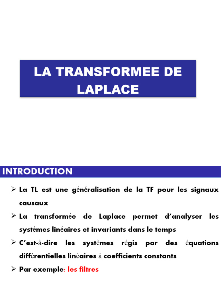 Transformée de Laplace : Concepts et Applications | PDF ...