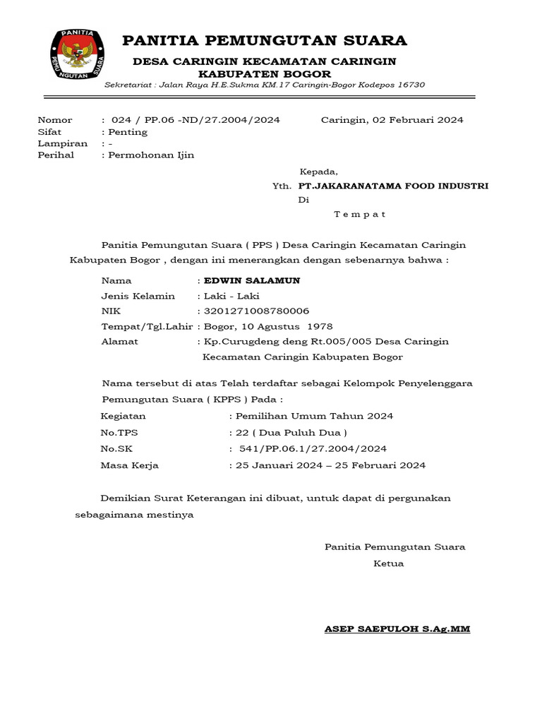 Surat Keterangan | PDF