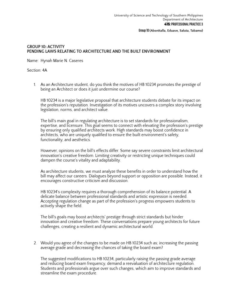 Caseres, Hynah Marie (Topic10) | PDF | Architect | Profession