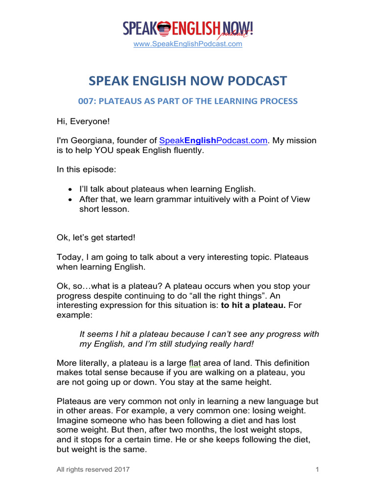 007 Plateaus As Part of The Learning Process 1 | PDF | English Language ...