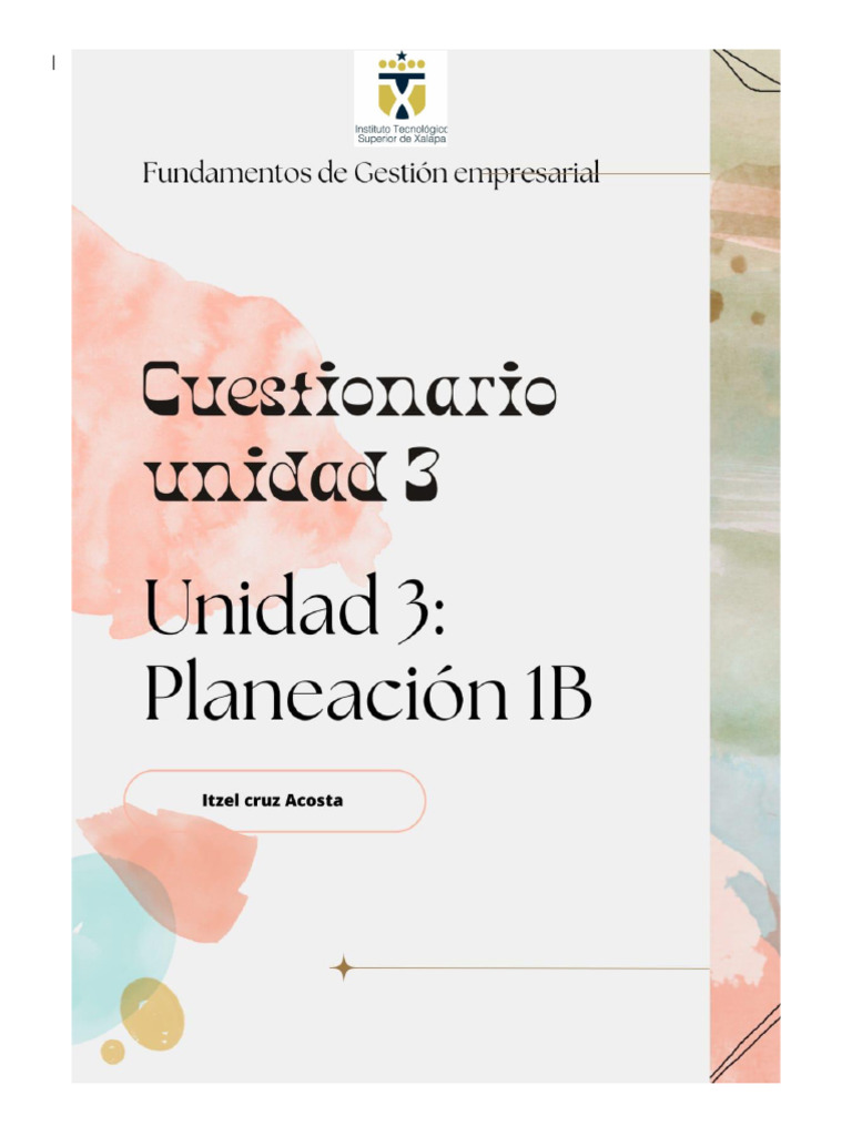 Cuestionario Unidad 3 | PDF | Planificación | Planificación estratégica