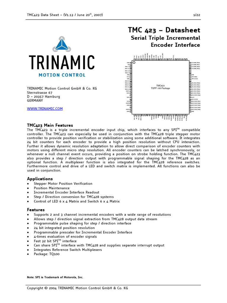 TMC423 Datasheet | PDF | Computing | Electrical Engineering