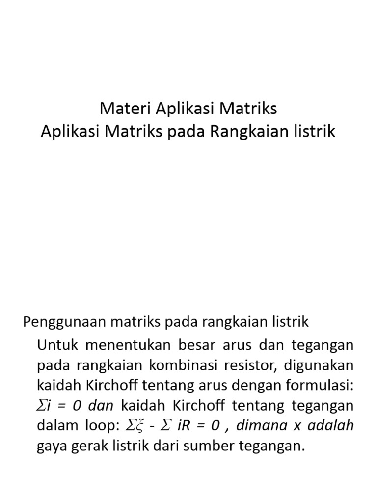 Aplikasi Matriks Pada Rangkaian Listrik | PDF