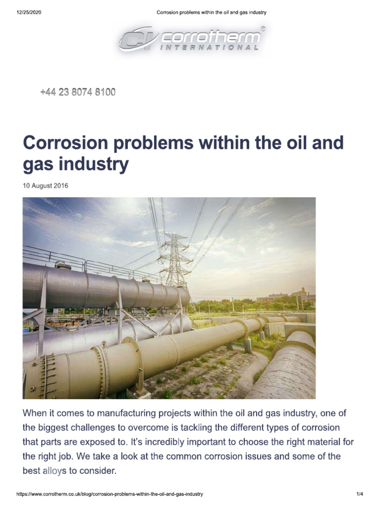 Corrosion Problem in Oil - Gas | PDF