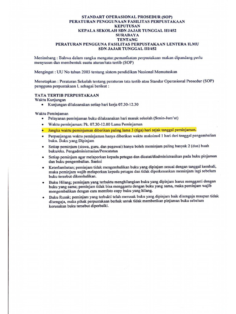 SOP Perpus | PDF