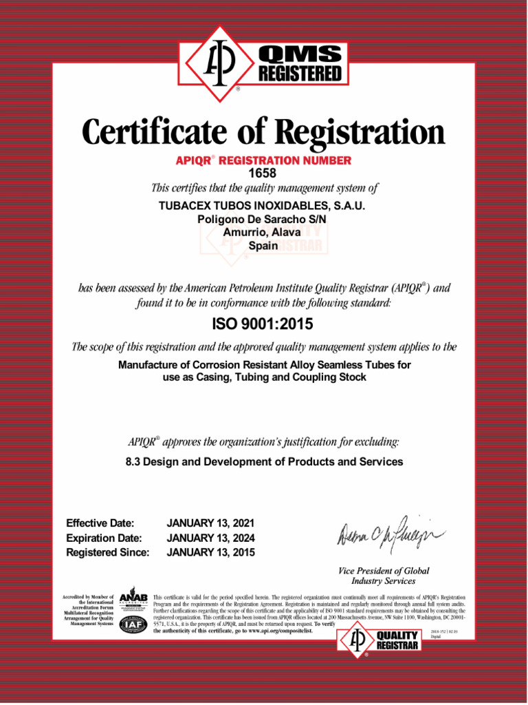 ISO-9001 TUBACEX Group | PDF